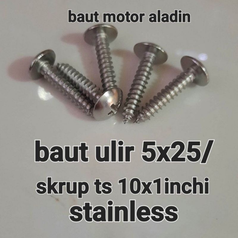 Jual Baut ulir 5x25 / skrup TS 10x1inch stainless (5 pcs) | Shopee ...