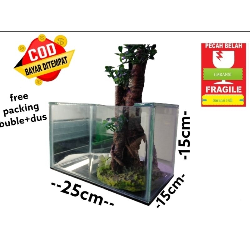 Jual PROMO MURAH AQUARIUM UKURAN 25X15X15 KACA 5MILLI BAWAH HITAM ...