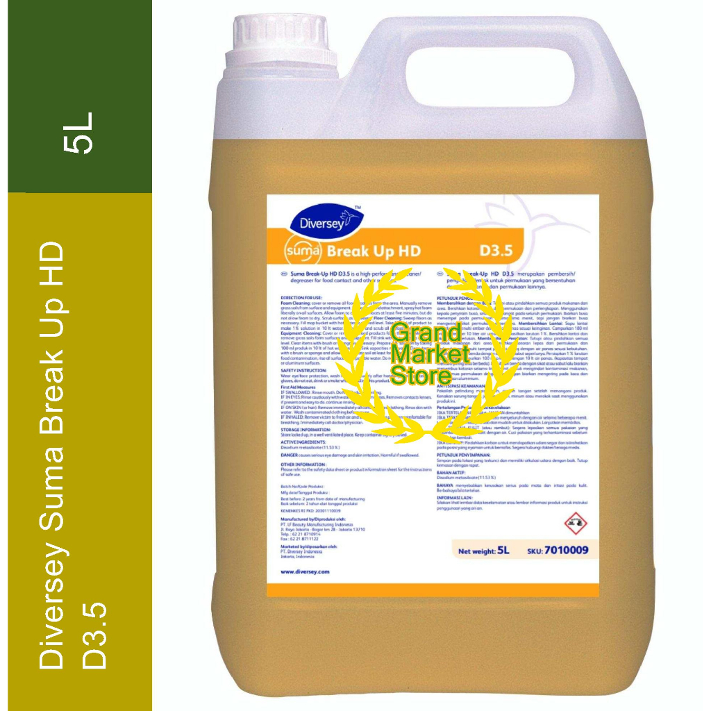 Jual Diversey Suma Break Up HD D3.5 Grease Pembersih Kotoran Berlemak 5 ...