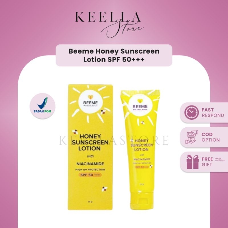 Jual BEEME Honey Sunscreen Lotion SPF 50++ sunblock with Niacinamide UV ...