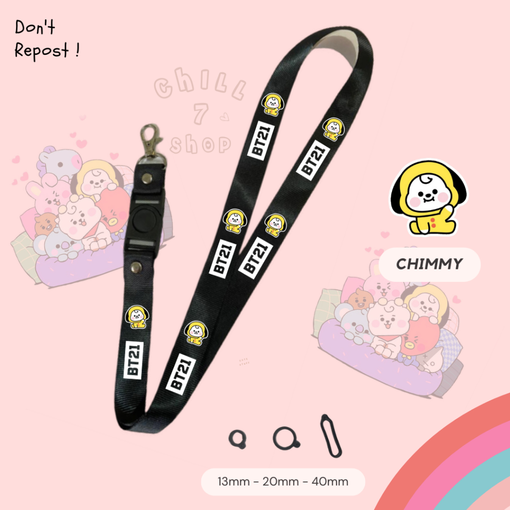 Jual Lanyard KPOP BTS BT21 Cooky RJ Koya Chimmy ID Card Custom Kartun Tali Gantungan Pods Name ...