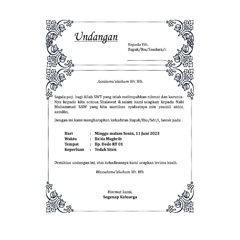 Jual Undangan kertas Hvs Walimatul Ursy, Pernikahan, A5 A4 bisa request ...