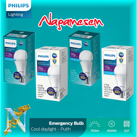 Jual PHILIPS Lampu Emergency LED Bulb Rechargeable 7W 9w 7.5W 7 watt 7.5 watt Putih ...