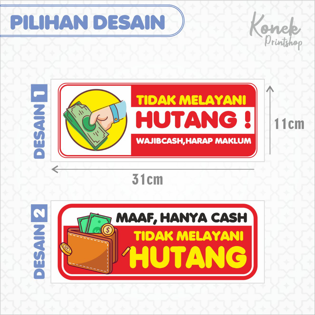 Jual Stiker Dilarang Hutang Stiker Dilarang Utang Sign Board Dilarang ...
