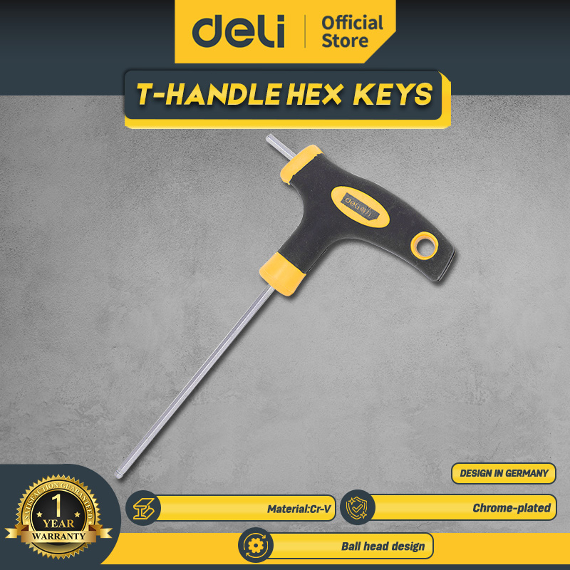 Jual Deli T Hex Key / Obeng Kunci T 2.5/3/4/5mm Cr-v Ujung Bulat DL227X ...