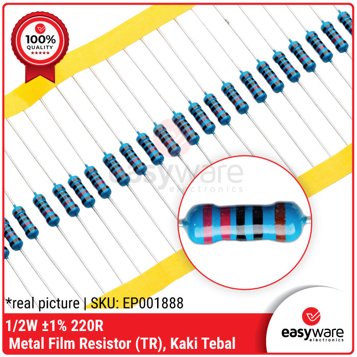 Jual RESISTOR 220R OHM 0.5WATT RESISTOR TAIWAN KAKI TEBAL 220R 1/2W 0.5W | Shopee Indonesia