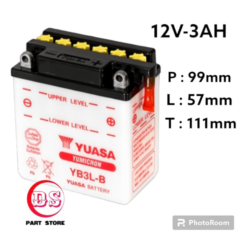 Jual AKI ACCU YUASA YB3LB 12V - 3AH BASAH ( 12 volt - 3 ampere ) ( SUZUKI SATRIA R 120 / SATRIA ...
