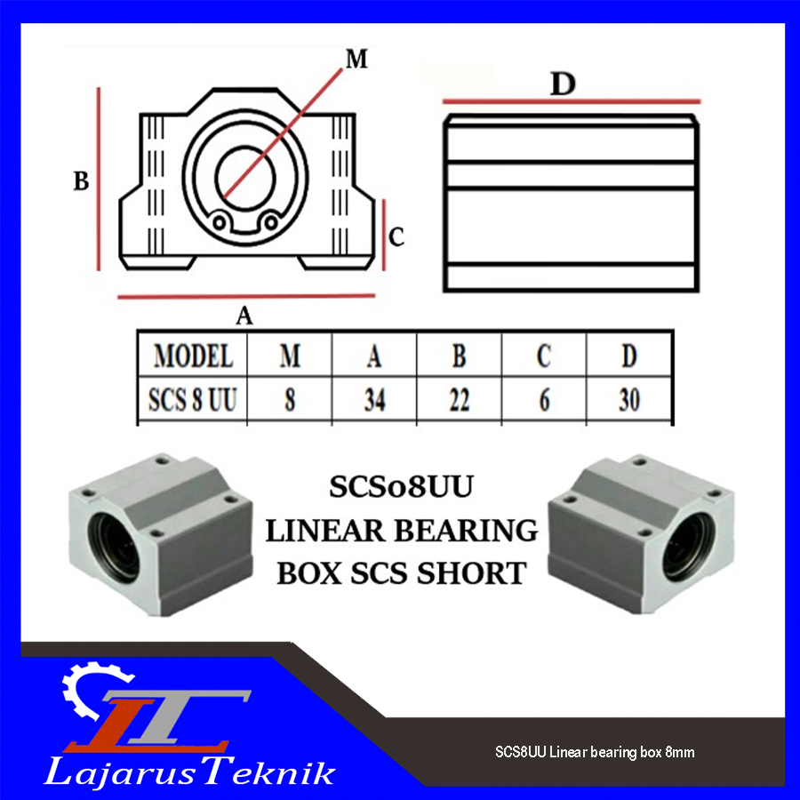 Jual SCS8UU / SCS 8 UU Linear Bearing Block SC 8mm | Shopee Indonesia