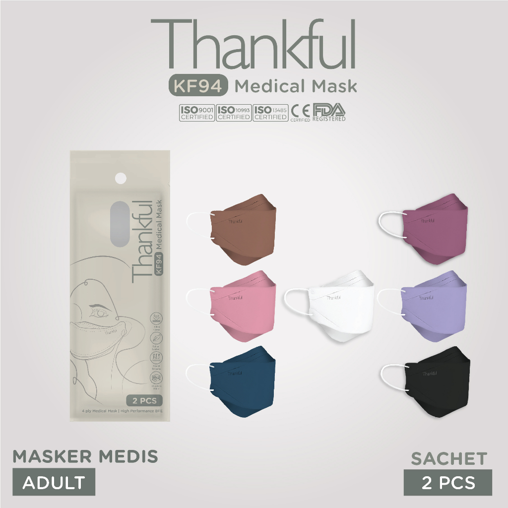 Jual THANKFUL KF94 Earloop Adult Medical Face Mask Sachet | Shopee ...