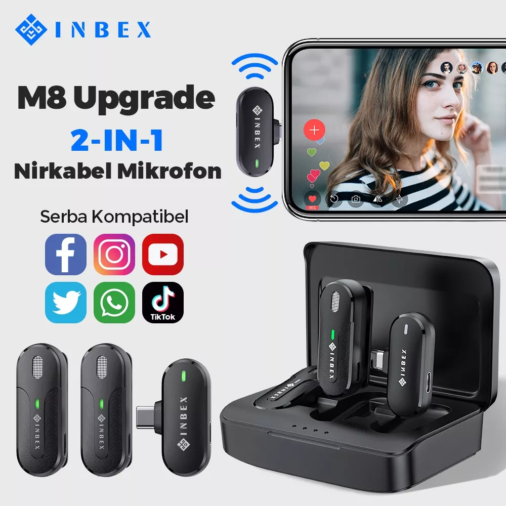 Jual INBEX 2-In-1 Nirkabel Lavalier Mikrofon Bluetooth Tipe-C Portabel ...
