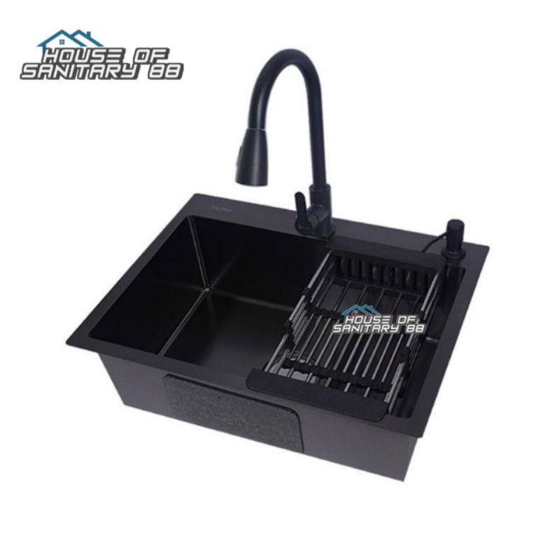 Jual Paket Kitchen sink 6045 HITAM Bak cuci piring Stainless SUS 304 ...