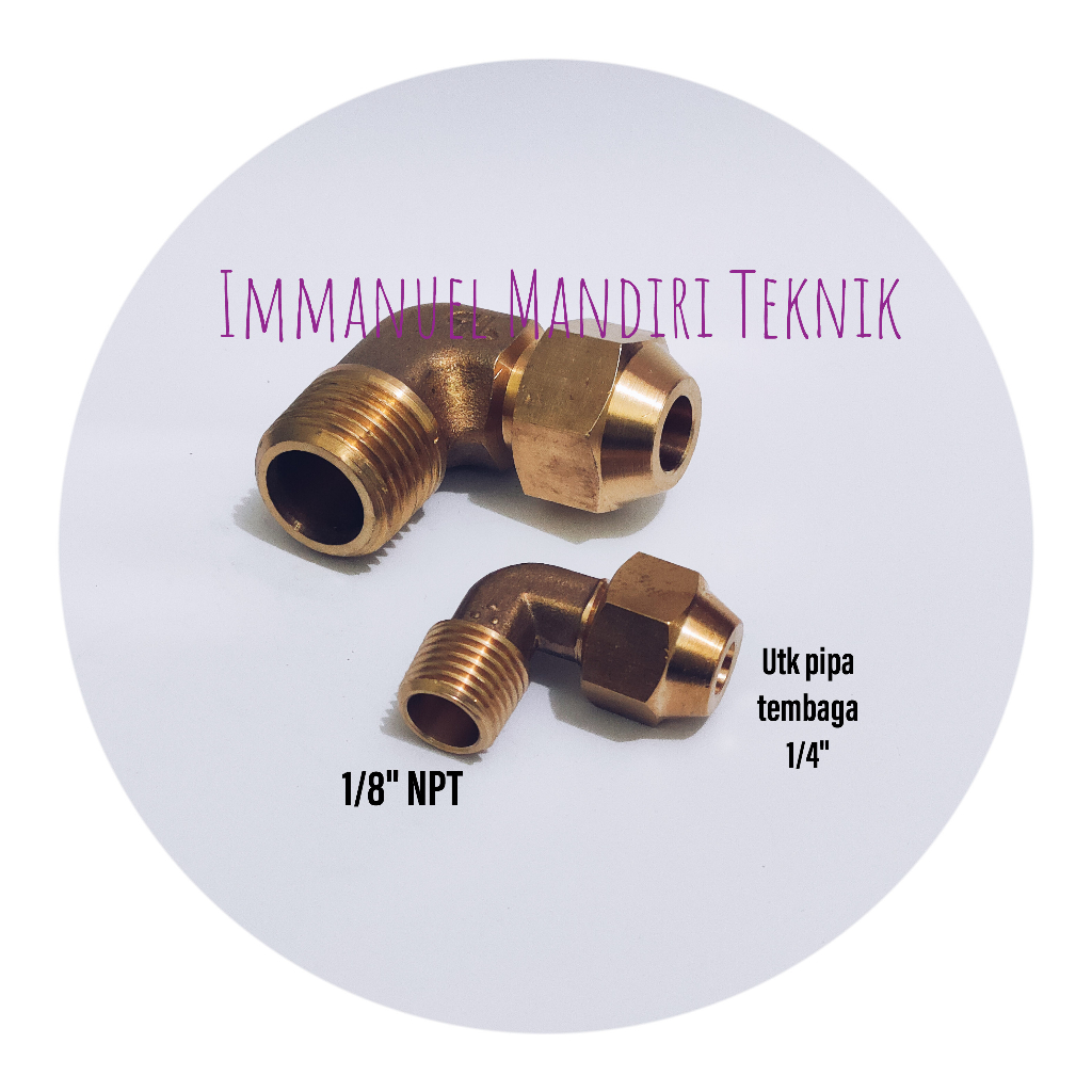 Jual Male connector elbow NPT 1/8 x 1/4 / Nepel pipa tembaga ac elbow ...