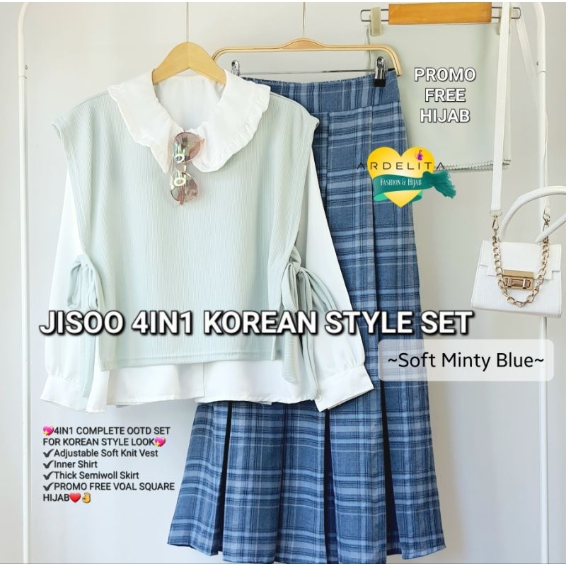 Jual PROMO FREE HIJAB! JISOO 4IN1 KOREAN STYLE OOTD FULL SET BAJU LEBARAN 2023 WANITA REMAJA ...