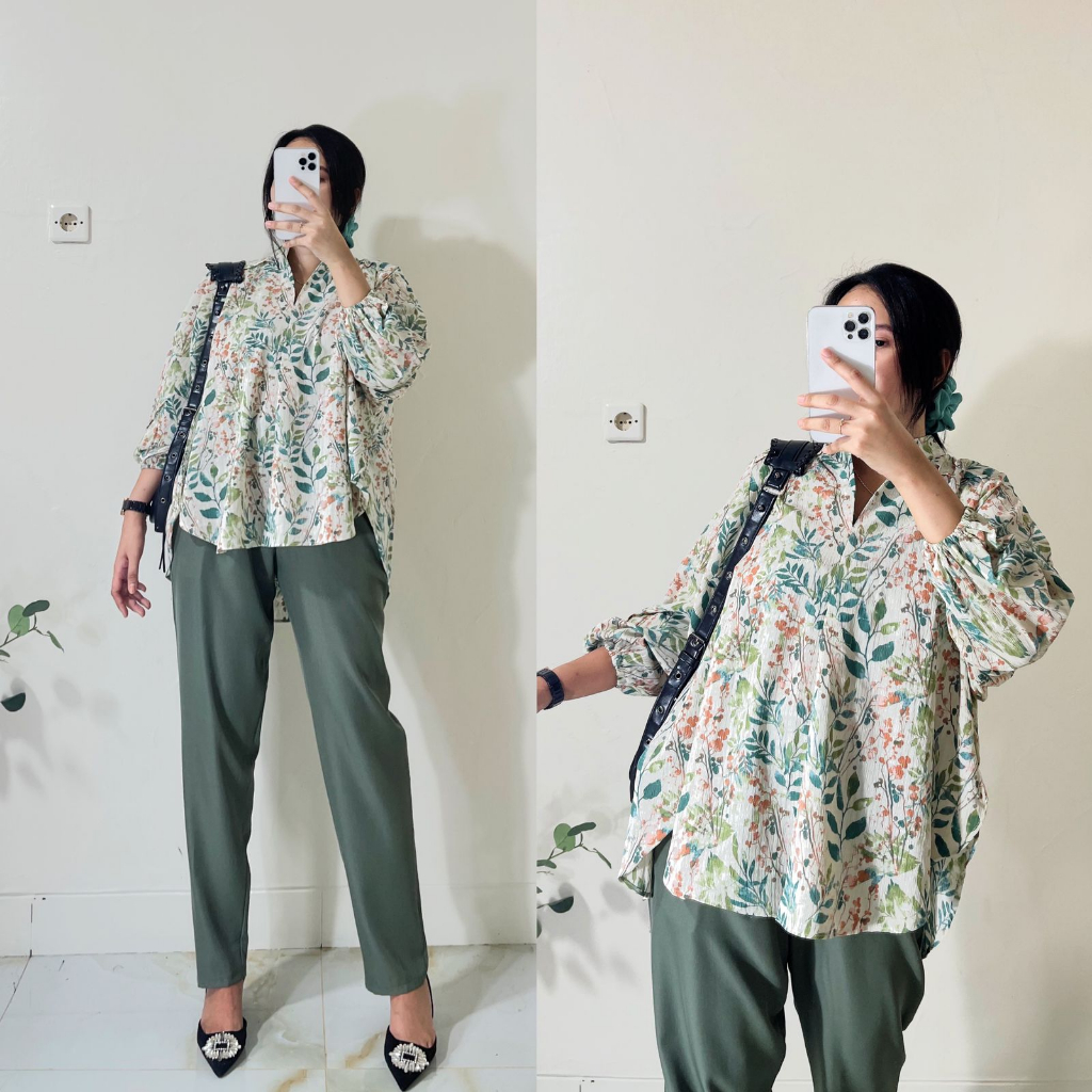 Jual Setelan wanita lengan panjang kerut/ setelan cewek lengan siku ...