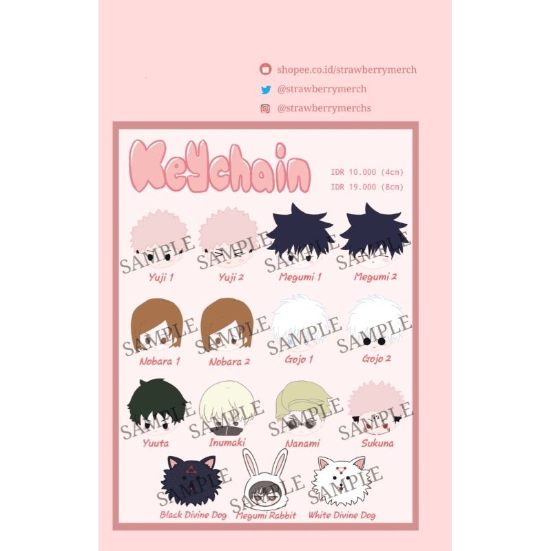 Jual Keychain chibi akrilik Jujutsu Kaisen Yuji Megumi Nobara Gojo ...