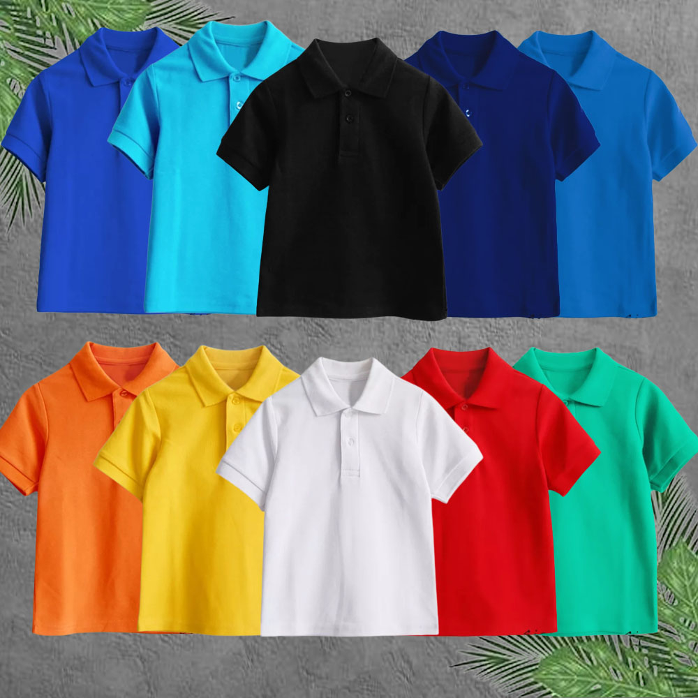 Jual Baju Pollo Anak Polos Lengan Pendek Lengan Pendek Usia 1-12 Tahun ...