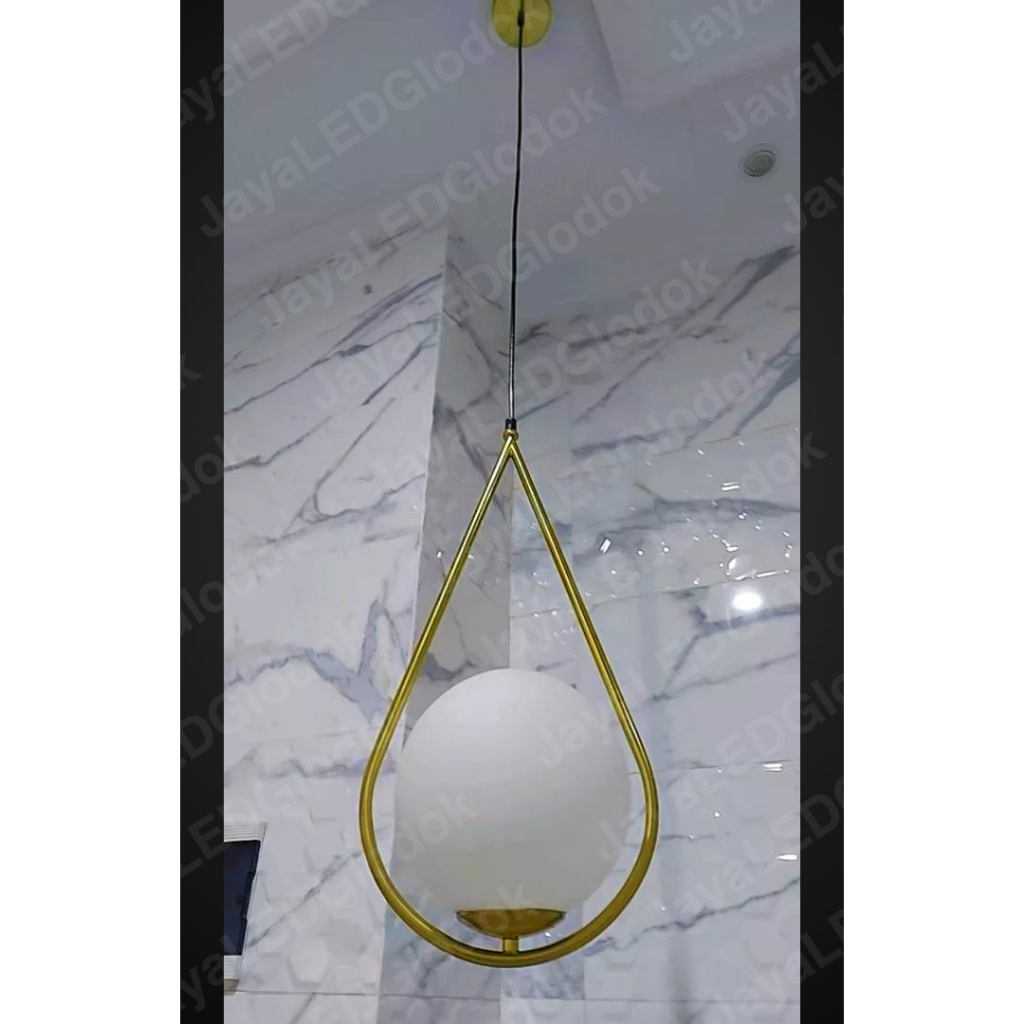 Jual Lampu Gantung Minimalis Ruang Makan Tamu Modern Mini Bar Cafe Restauran Emas 15 cm 20 cm ...