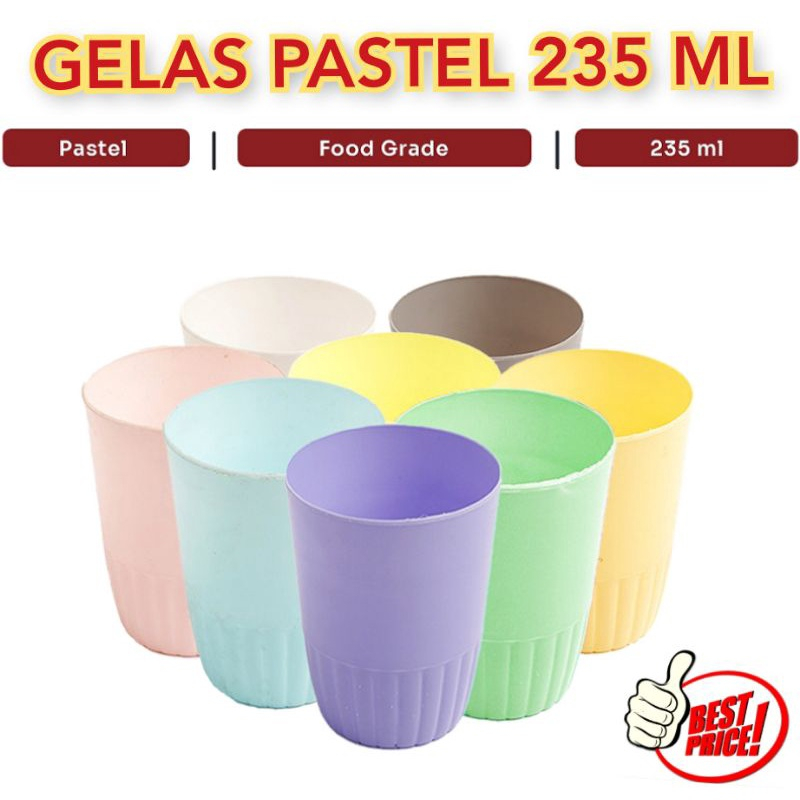 Jual GELAS PASTEL 235ML PLASTIK GELAS MINUM SERBAGUNA TEH KOPI SIRUP | Shopee Indonesia