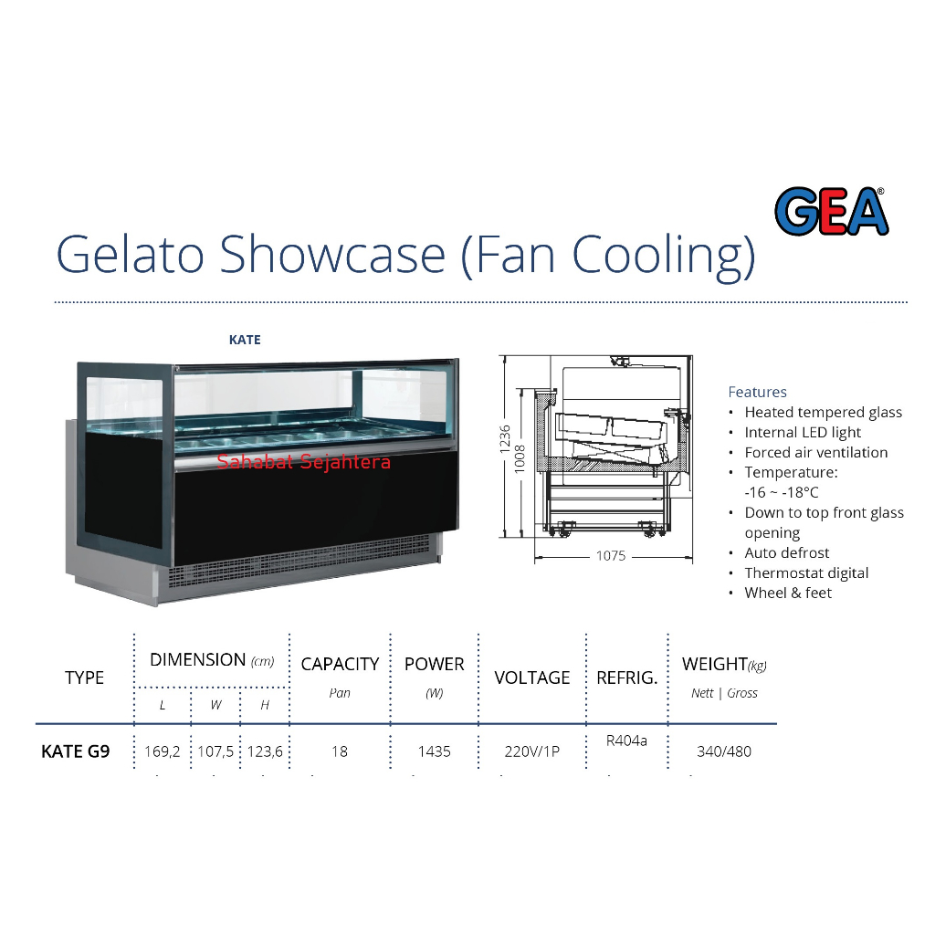 Jual GEA Gelato Showcase (Fan Cooling) KATE G9 Freezer Eskrim | Shopee ...