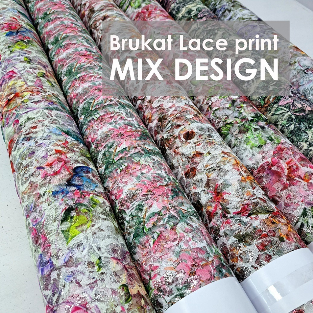 Jual Kain Brukat / Kain Brokat Lace Printing Mix Design | Shopee Indonesia