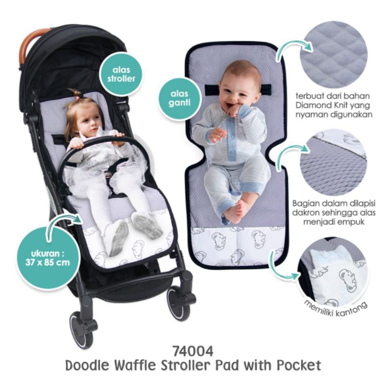 Jual Kiddy Doodle Waffle Stroller Pad With Pocket (74004) / Premium ...