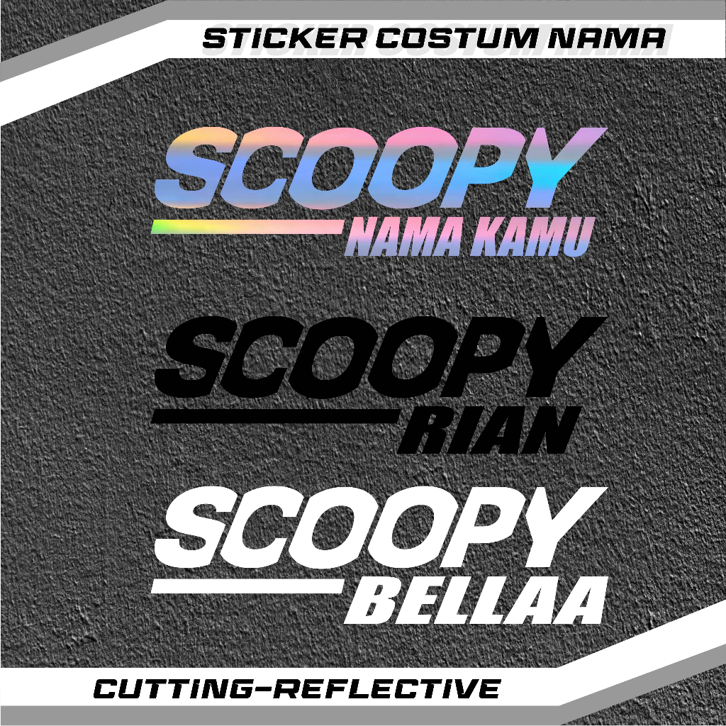 Jual Sticker cutting Scoopy Costum Nama Stiker Nama Kamu | Shopee Indonesia