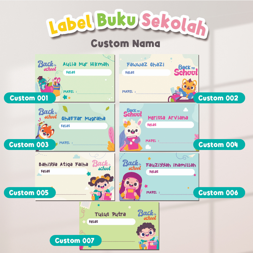 Jual Stiker Label Buku Pelajaran Sekolah CUSTOM NAMA - Stiker mata ...