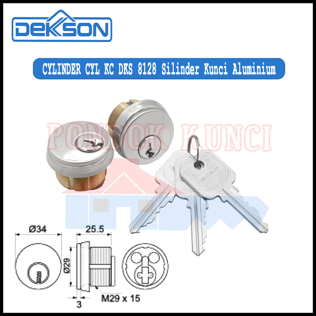 Jual Silinder Kunci Aluminium CYL DKS 8128 Cylinder Lock KC 8128 Dekkson | Shopee Indonesia
