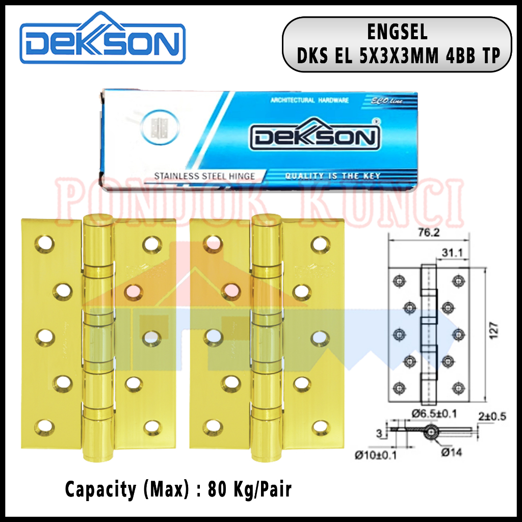 Jual Engsel Dekson Hinge Dekkson 5 Inch Warna Gold ESS EL 5X3X3MM 4BB ...