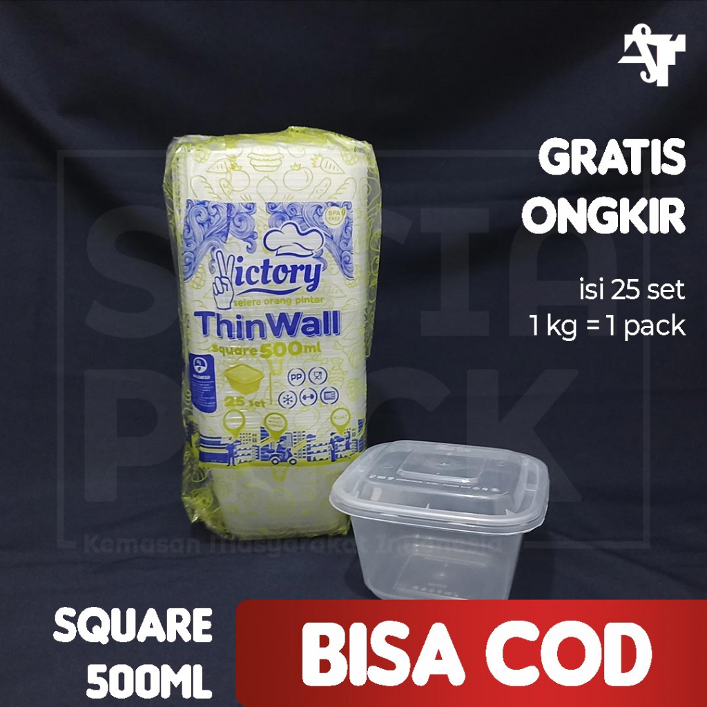 Jual Kotak Makan Plastik Thinwall 500ml Food Container Dessert Box ...