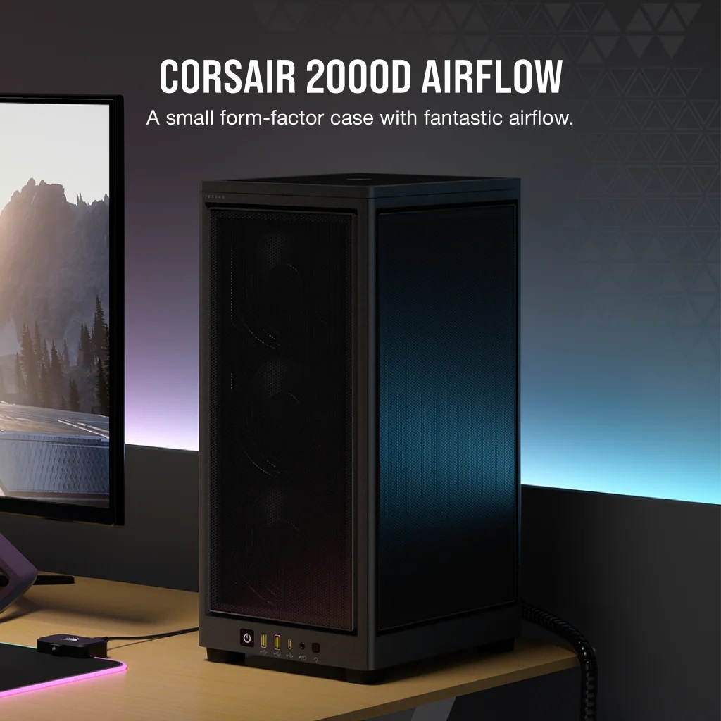 Jual CORSAIR 2000D AIRFLOW BLACK SFX MINI ITX PC CASE CASING GAMING ...