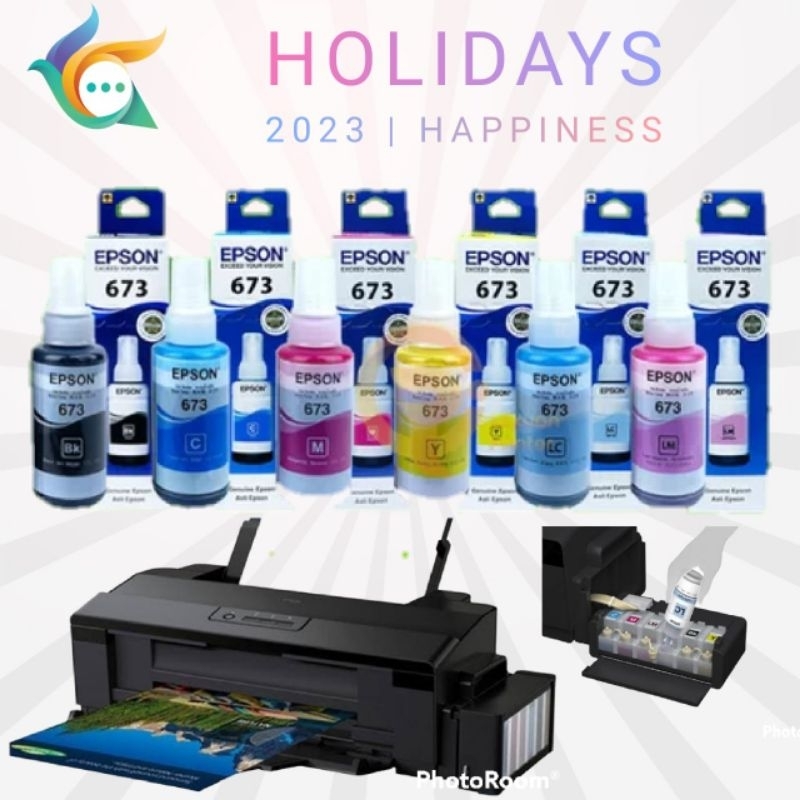 Jual Tinta Epson 673 Original (Bk-C-M-Y-Lc-Lm) Untuk Printer L800 L805 L850 L1800 | Shopee Indonesia