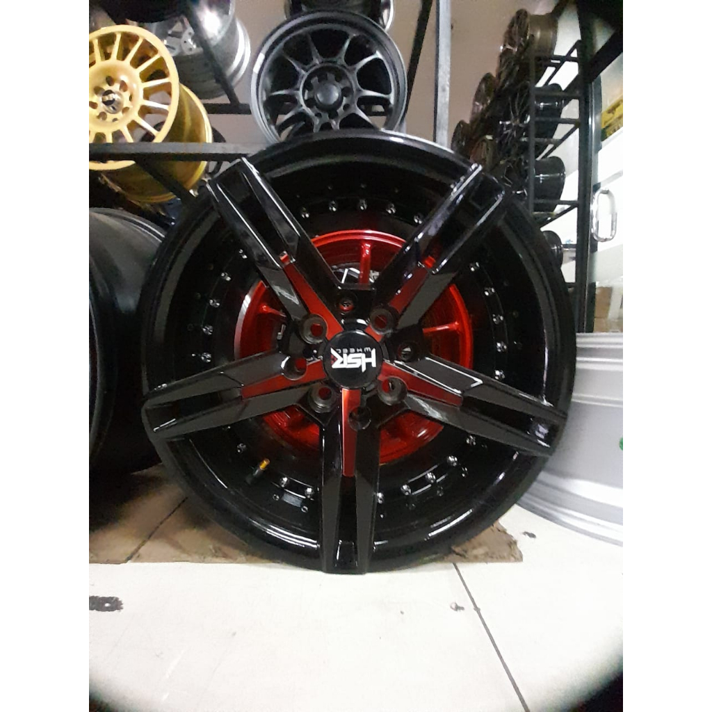 Jual Velg Mobil Ring 15 HSR KEUNIKAI R15 Lebar 6,5 Hole 4X100 Black Glossy Red Pelek Racing Brio ...
