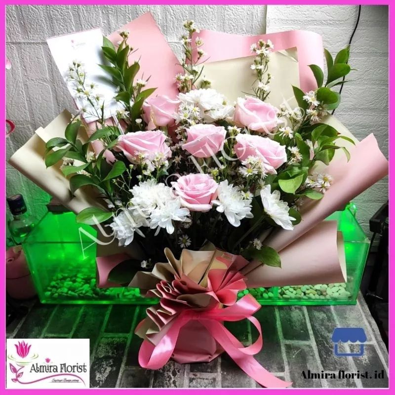 Jual [FRESH] Bouquet bunga mawar 6 tangkai PLATINUM | Buket bunga asli ...