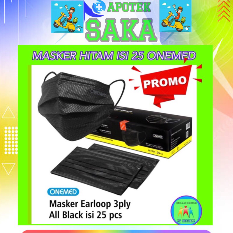 Jual MASKER HITAM ONEMED ISI 25 PCS | Shopee Indonesia