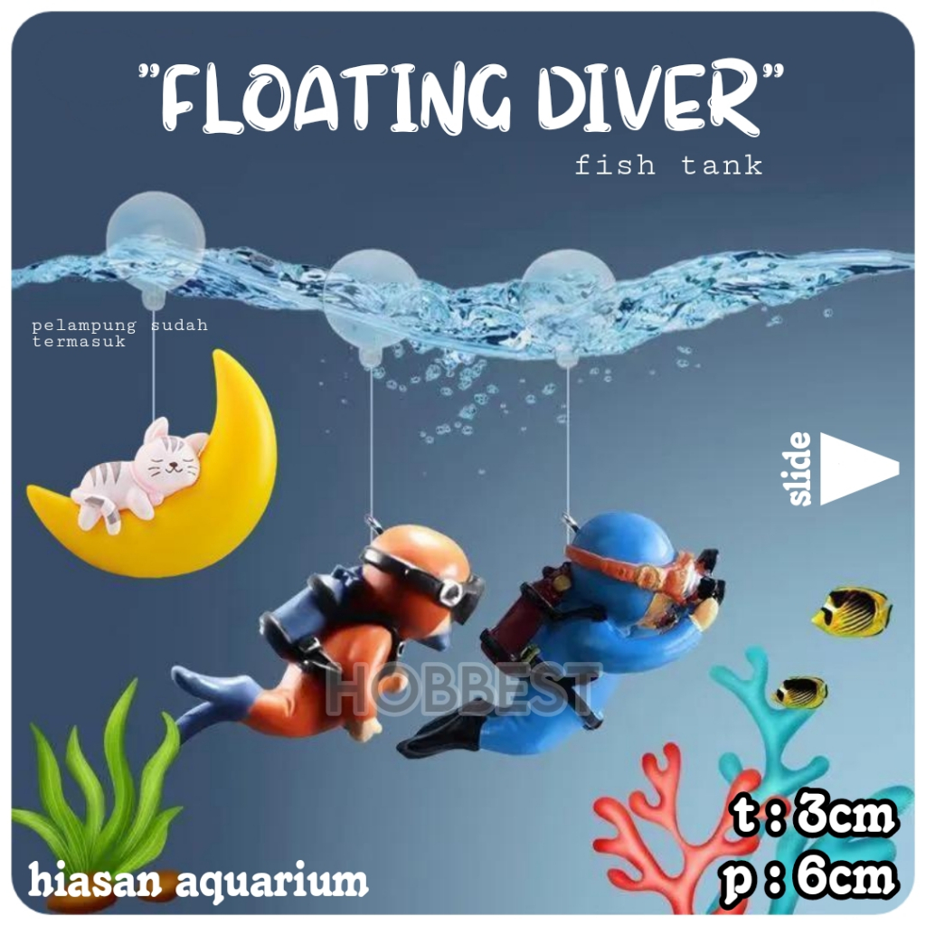 Jual Hiasan Aquarium FLOATING DIVER - Miniatur Ornament Penyelam ...