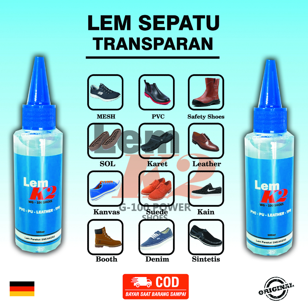 Jual LEM SEPATU TRANSPARANT/BENING SUPER REKAT 100ml ORIGINAL LEM K2 ...