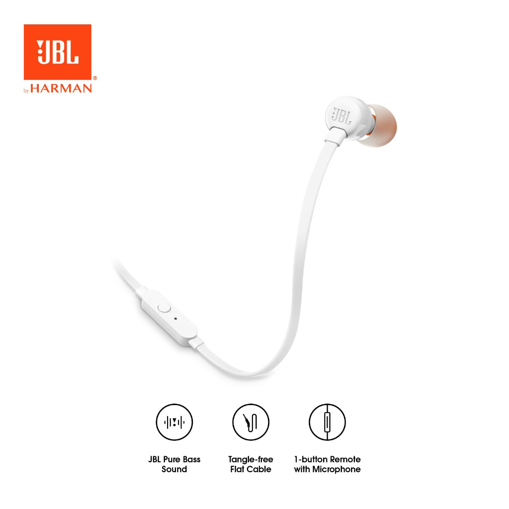 Jual JBL T110 In Ear Headphones with microphone & flat cable ...