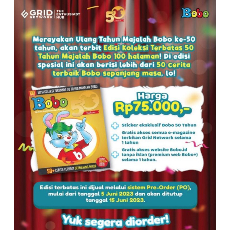 Jual Majalah BOBO Edisi Koleksi Terbatas 50 TAHUN batch 2 | Shopee Indonesia