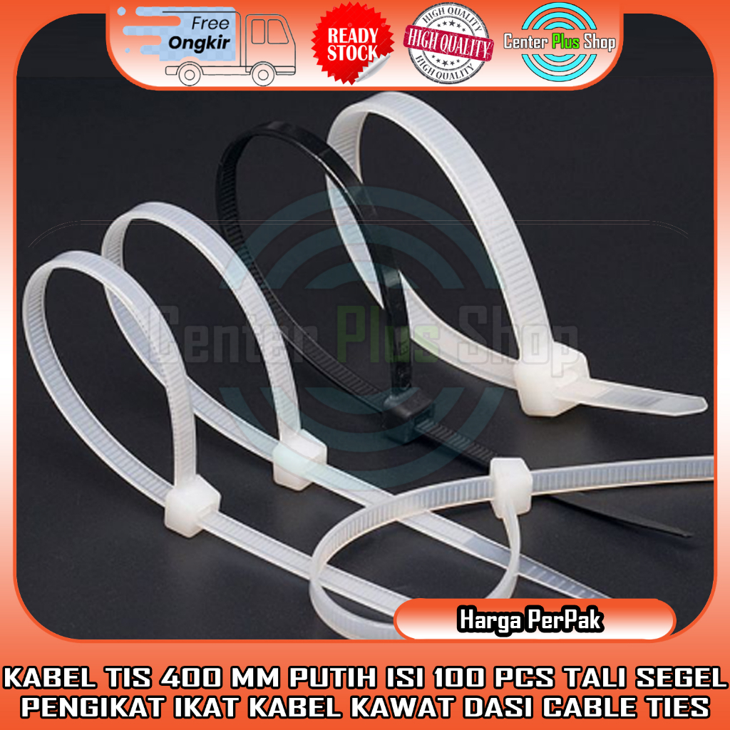 Jual Kabel Ikat Kable Tis 400 Mm Ties Isi 100bh Putih Cable Tie ...