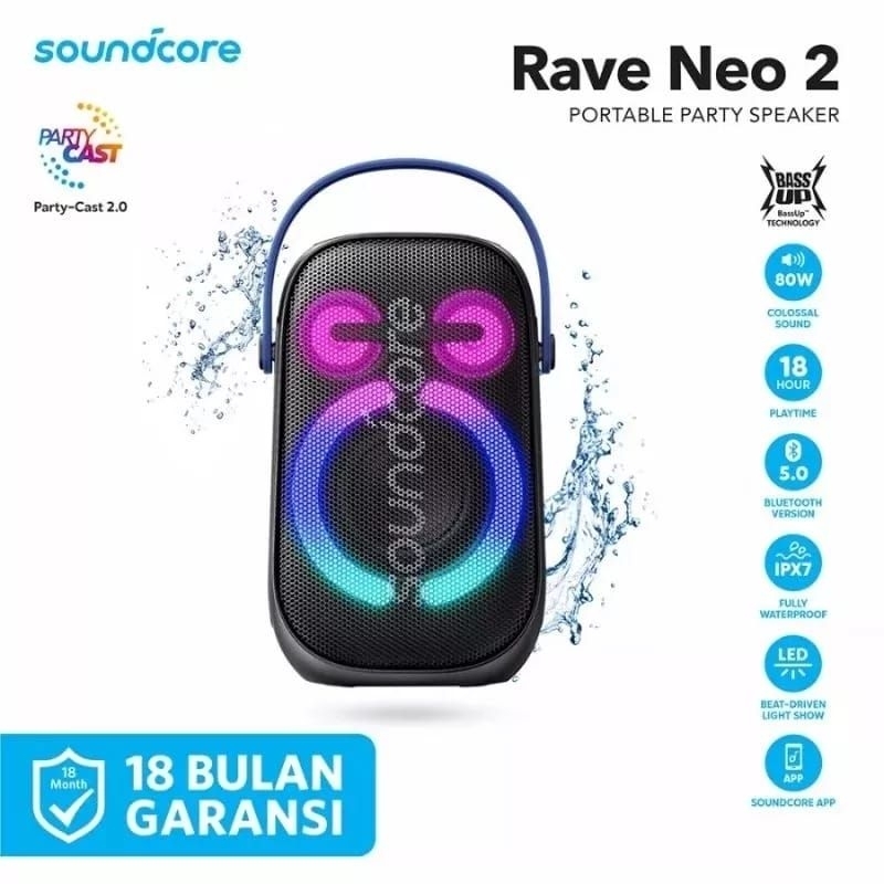 Jual Anker Soundcore Rave Neo 2 Original Bluetooth Speaker Party A33A1 ...