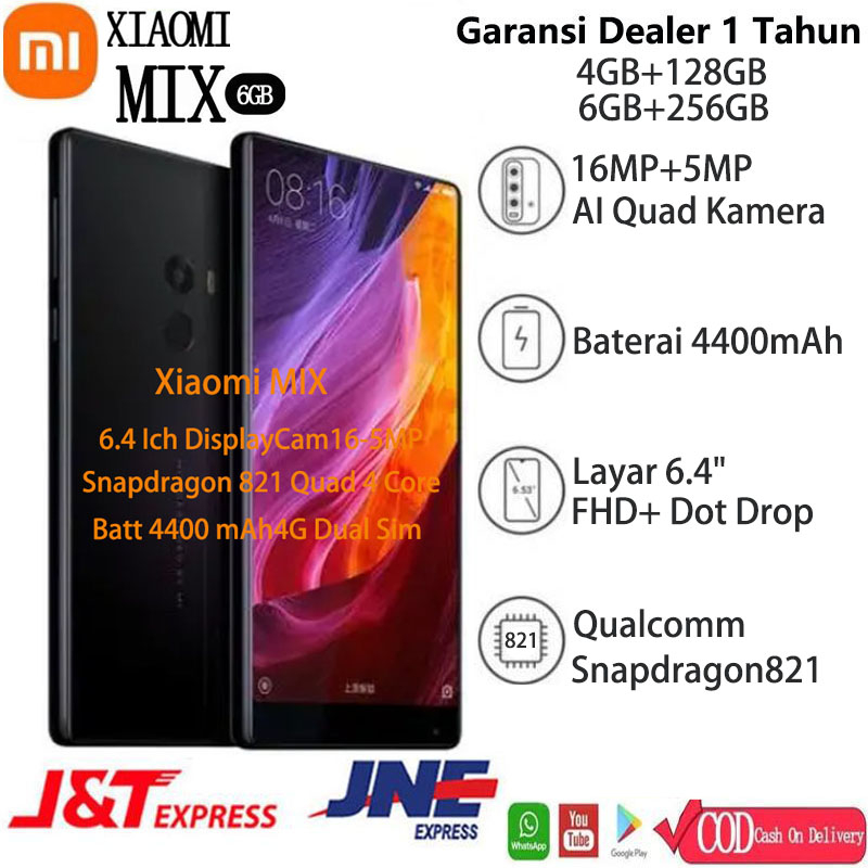 Jual HP Xiaomi Mi MIX RAM 4+128GB 6+256GB Smartphone Android 6.4 inci ...
