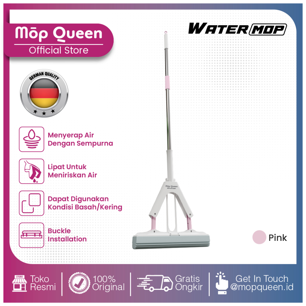 Jual Mop Queen Water Mop Pink alat Pel lantai lipat | Shopee Indonesia