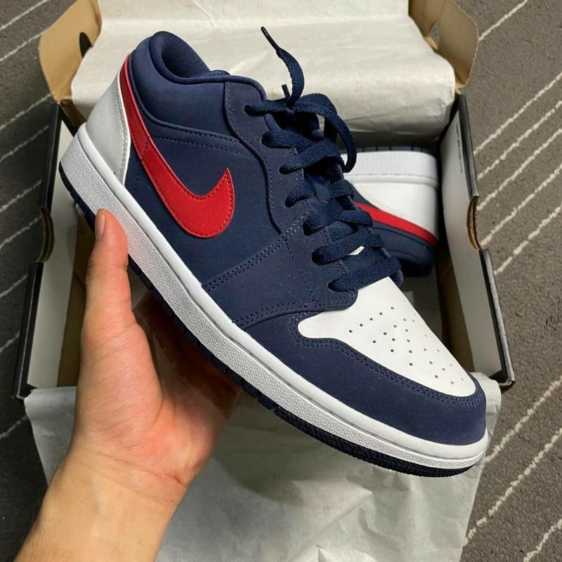 Jual Sepatu Nike Air Jordan 1 Low USA Olympic Blue Merah White Biru ...