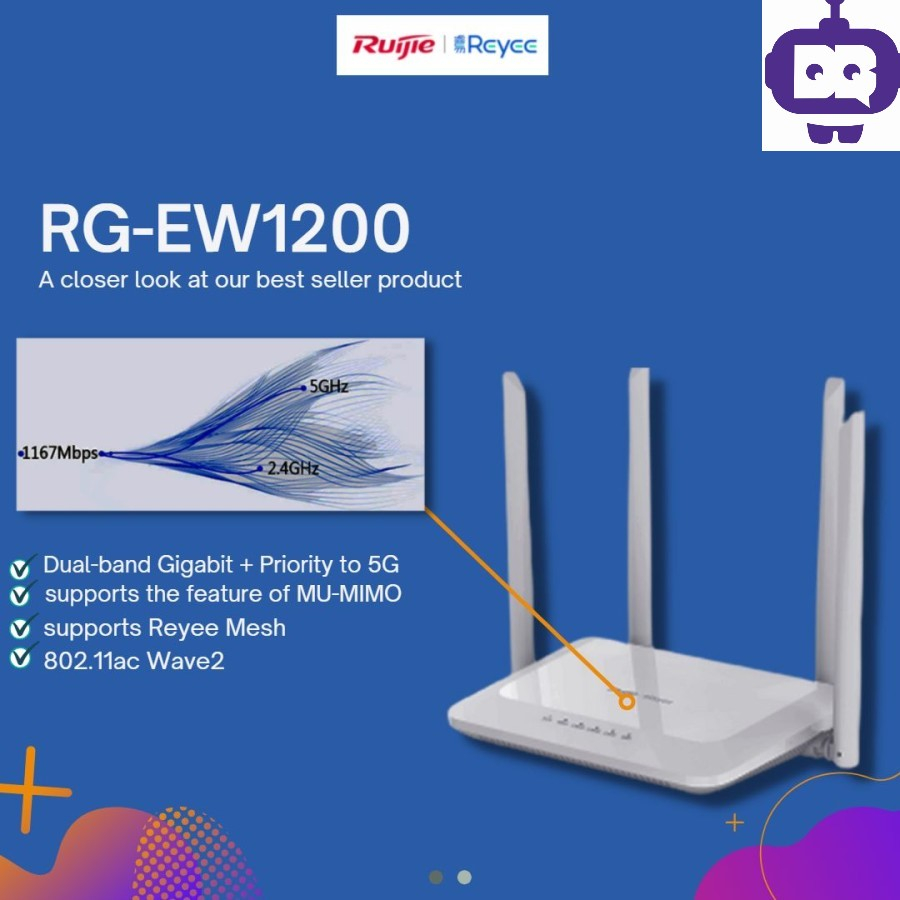 Jual Ruijie Reyee RG-EW 1200 Dual Band Gigabit Wireless Home Router Mesh | Shopee Indonesia
