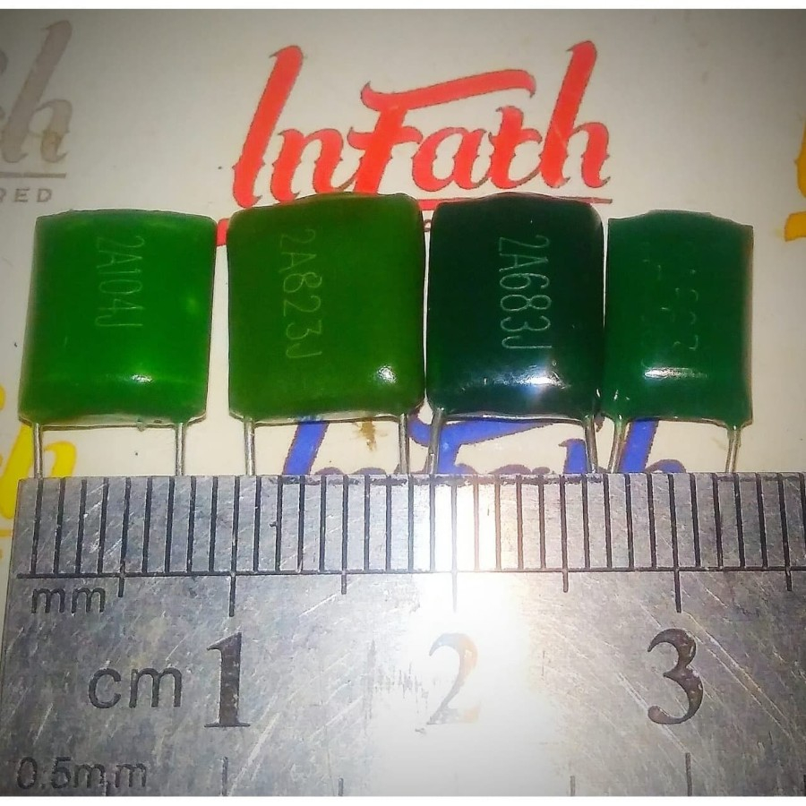 Jual InFath - Mylar kapasitor 100V 100nF 104 82nF 823 68nF 683 56nF 563 ...