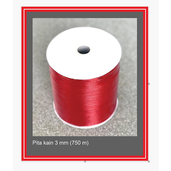 Jual Pita Kain Merah Satin 3 mm Panjang 750 meter / Red Ribbon Rol ...