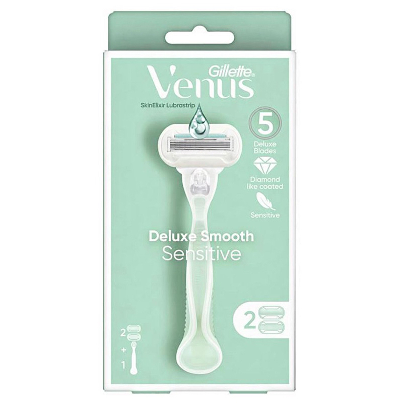 Jual Gillette Venus Deluxe Smooth Sensitive Razor Handle + 2 Blad ...