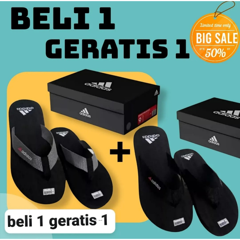 Jual Sandal jepit pria distro convres/Adidas BELI 1 GERATIS 1sandal ...