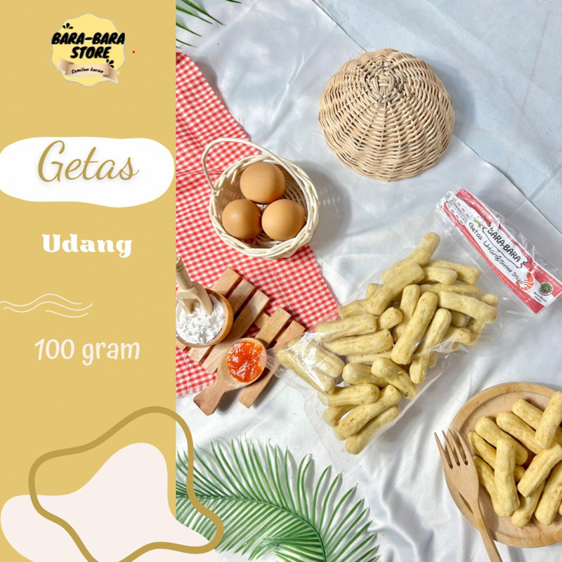 Jual Getas udang /cemilan instan/kretek kurau /snack kemasan 100gram ...